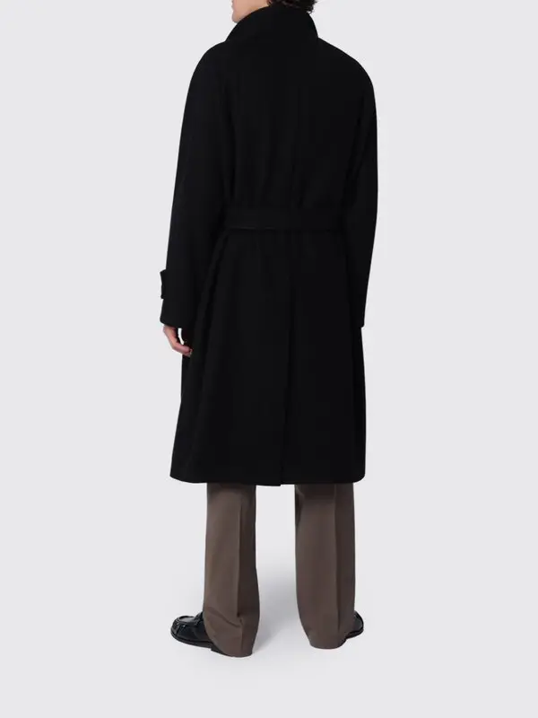 Tagliatore Double-breasted Long Coat In Wool Blend With Buckled Cuffs