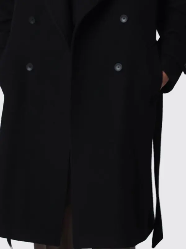 Tagliatore Double-breasted Long Coat In Wool Blend With Buckled Cuffs