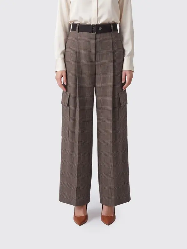 PAROSH Riley High-waisted Prince Of Wales Wool P.a.r.o.s.h. Cargo Trousers - Multicolor