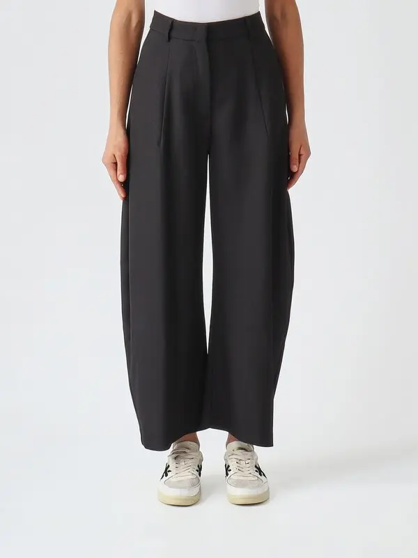 MEIMEIJ High-waisted Wide-leg Crêpe Cropped Trousers - Black