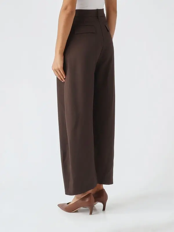 MEIMEIJ High-waisted Wide-leg Crêpe Cropped Trousers - Cocoa