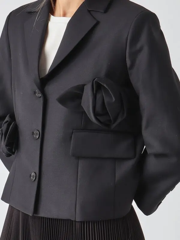 MEIMEIJ Single-breasted Wool-blend Blazer With Flower Appliqu