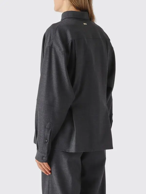 Herno Asymmetrical Relaxed Fit Wool Blend Shirt With Dropped Shoulders