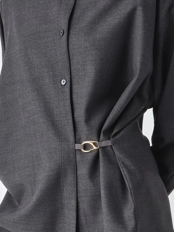 Herno Asymmetrical Relaxed Fit Wool Blend Shirt With Dropped Shoulders