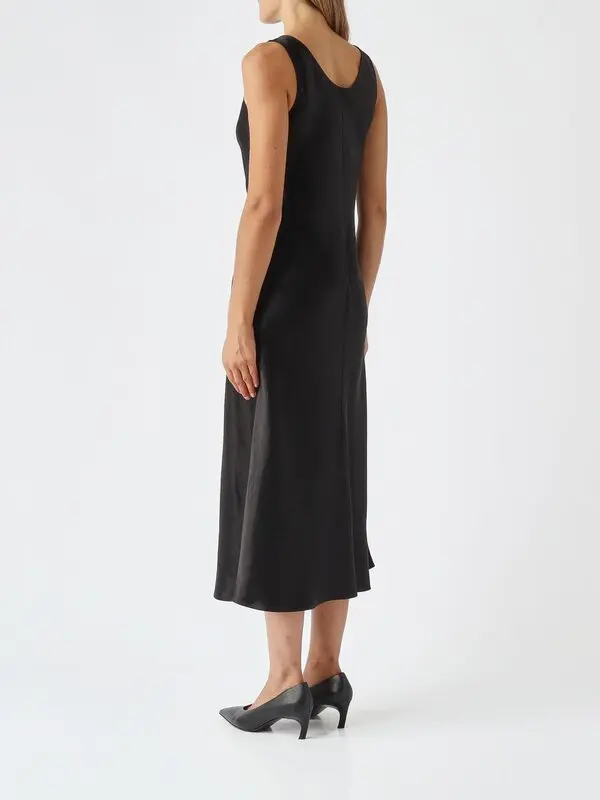 Max Mara Satin Midi Slip Dress With U-neck