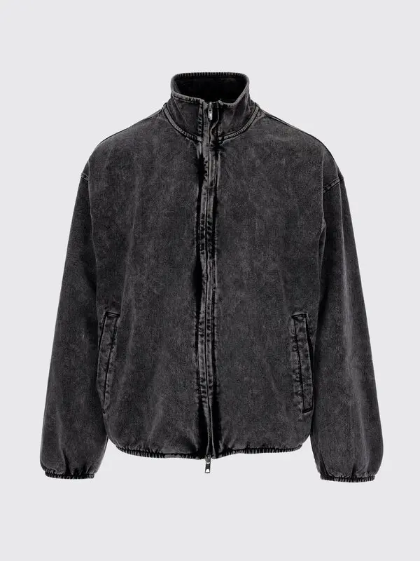 DIESEL® Relaxed Fit Cotton Denim Bomber Jacket With High Neck And Dropped Shoulders