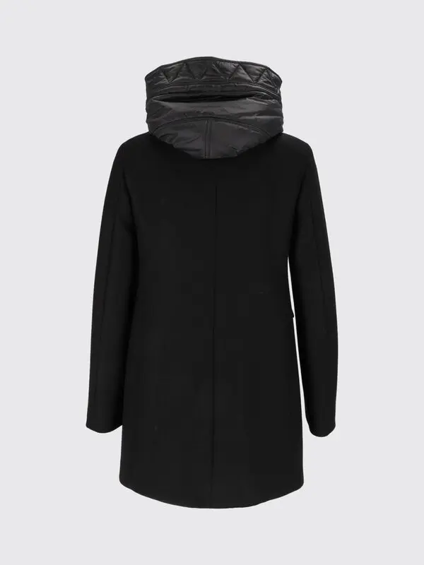 FAY Knee-length Wool And Cashmere Coat With Nylon Hood And Toggles