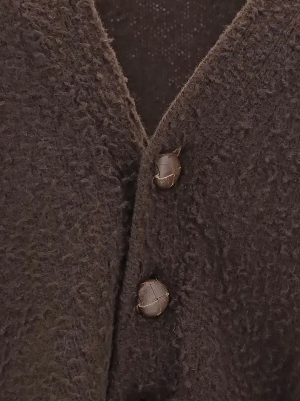 GOLDEN GOOSE Relaxed Fit V-neck Wool Cardigan With Dropped Shoulders