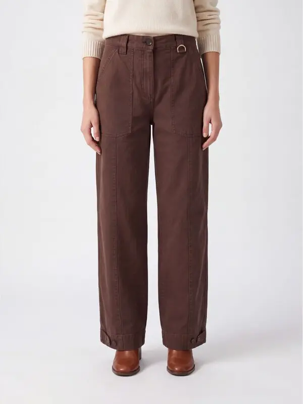 GOLDEN GOOSE Raphaela Mid-rise Straight-leg Cotton Trousers - Grey