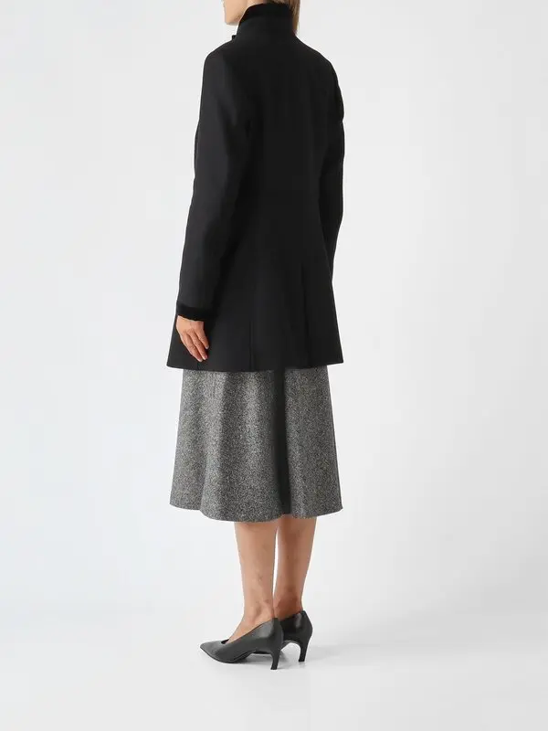 FAY Knee-length High-neck Coat In Wool And Cashmere With Toggles