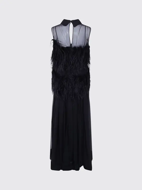 Alberta Ferretti Off-the-shoulder Long Silk Gown With Ostrich Feathers