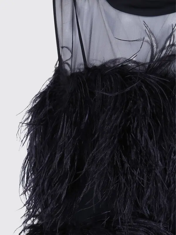 Alberta Ferretti Off-the-shoulder Long Silk Gown With Ostrich Feathers