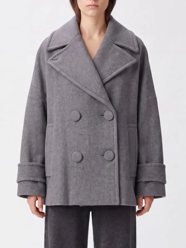 Liu Jo Double-breasted Short Coat In Wool Blend With Buckled Cuffs