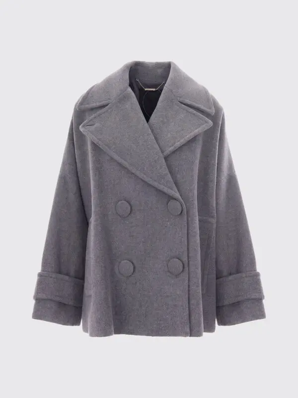 Liu Jo Double-breasted Short Coat In Wool Blend With Buckled Cuffs