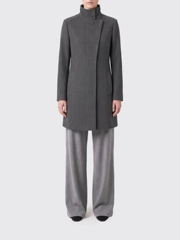 Liu Jo Knee-length Double-breasted Wool-blend Coat With High Neck - Grey