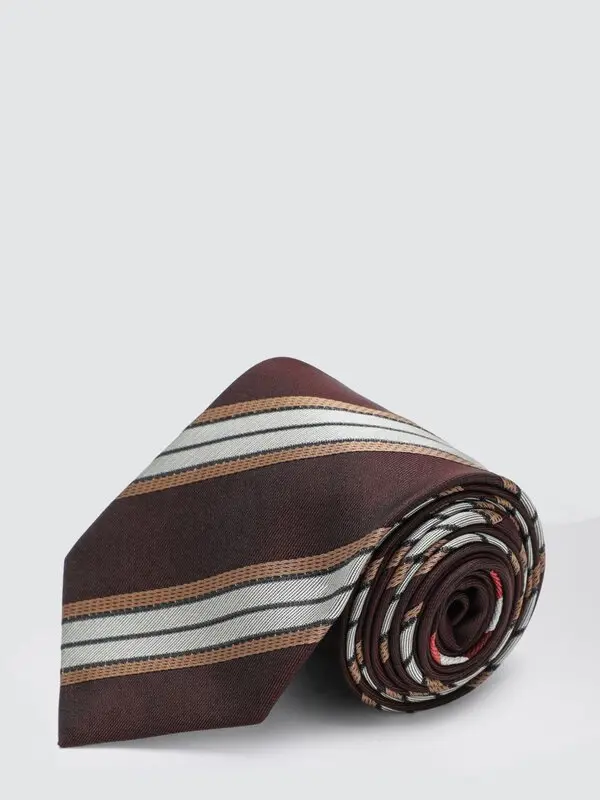 Dries Van Noten Striped Pure Silk Tie - Red