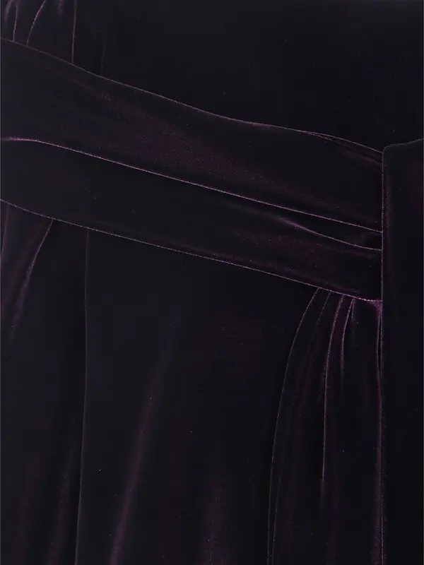 Alberta Ferretti Asymmetrical Velvet Midi Ceremony Dress