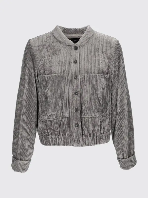 Emporio Armani Cropped Corduroy Bomber Jacket With Patch Pockets