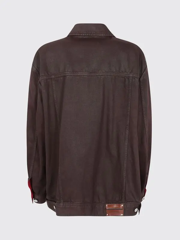 Dries Van Noten Cropped Cotton Denim Shirt Jacket With Dropped Shoulders - Red