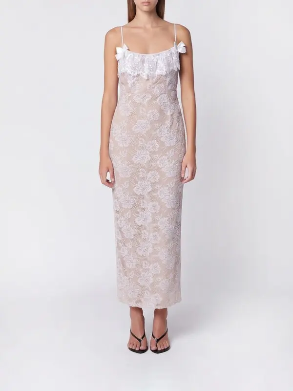 Alessandra Rich Embroidered Lace Square-neck Midi Sheath Dress