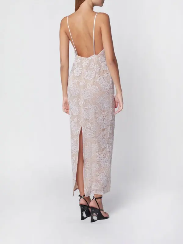 Alessandra Rich Embroidered Lace Square-neck Midi Sheath Dress