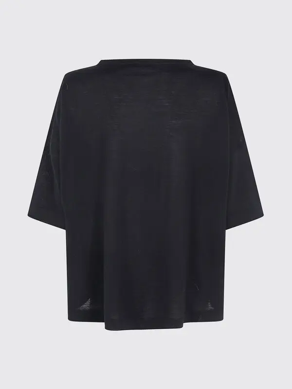 MRZ Short-sleeved Virgin Wool Jumper With Boat Neck - Black