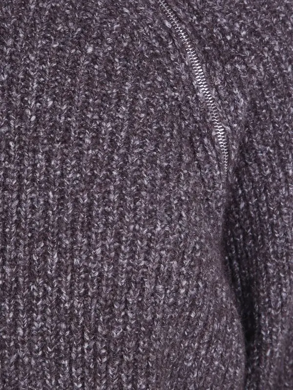MRZ Slim Fit Zipped High-neck Alpaca Blend Jumper - Brown