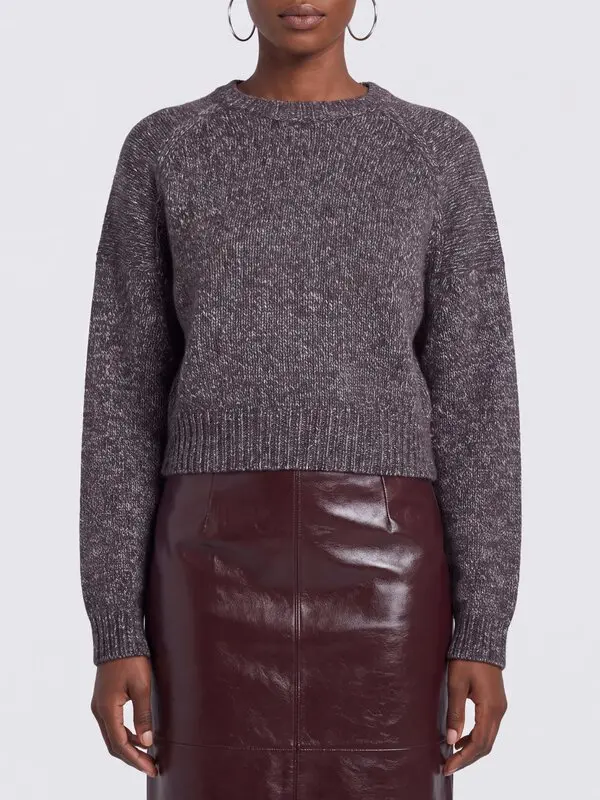 MRZ Mohair Wool Blend Crewneck Jumper With Ribbed Edges - Brown