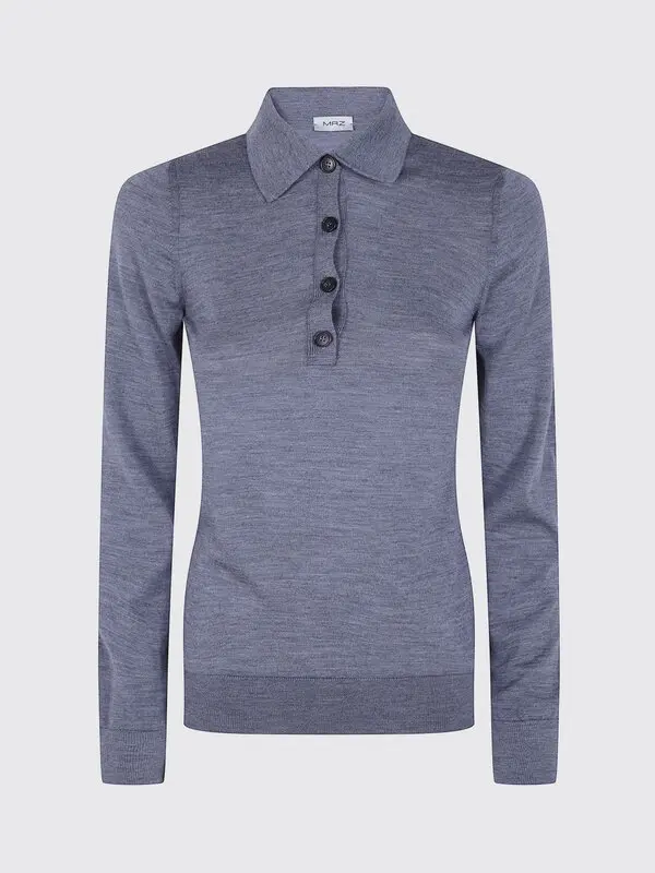 MRZ Slim Fit Long-sleeve Virgin Wool Knit Polo - Grey