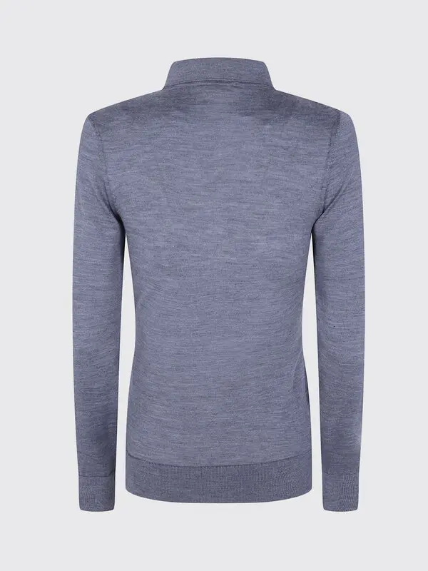 MRZ Slim Fit Long-sleeve Virgin Wool Knit Polo - Grey