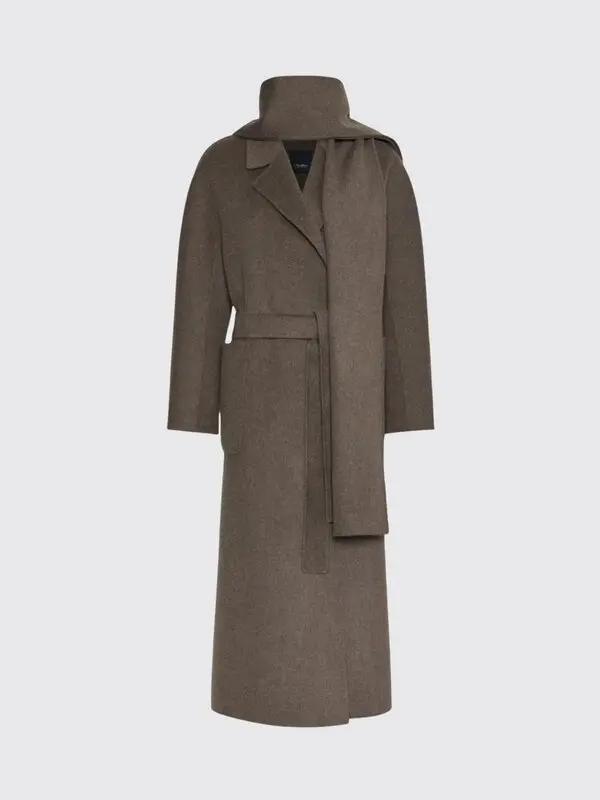 Max Mara Long Wool Robe Coat With Tie Belt