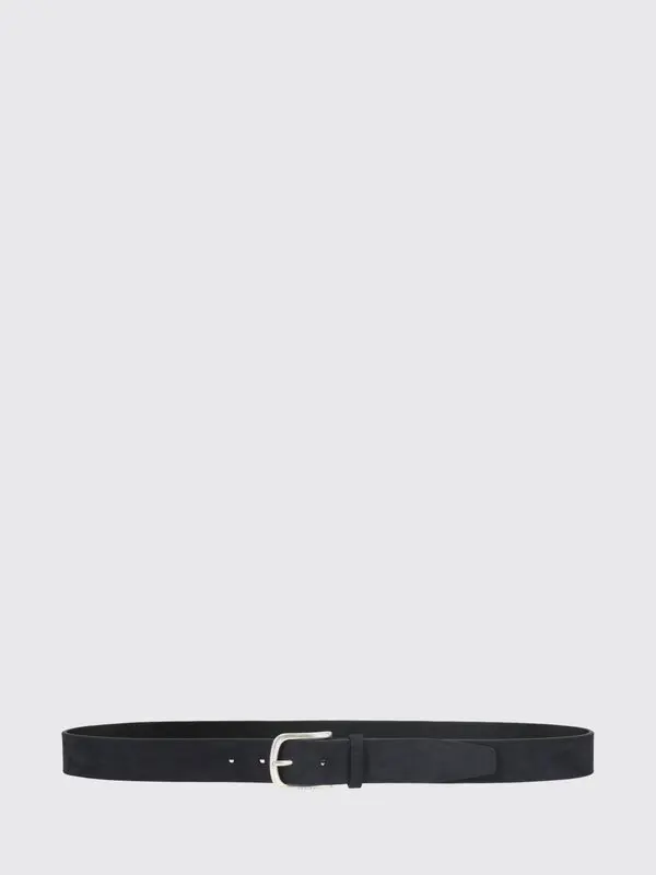 Orciani Adjustable Suede Leather Belt With Pin Buckle - Black
