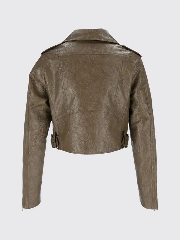 Michael Kors Faux Leather Biker Jacket With Side Zip Closure And Zip Pockets