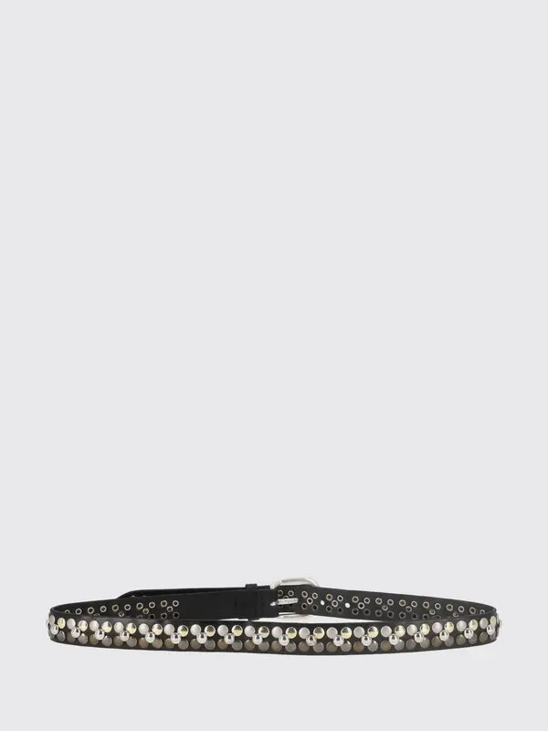 Orciani Slim Calf Leather Belt With Studs And Pin Buckle