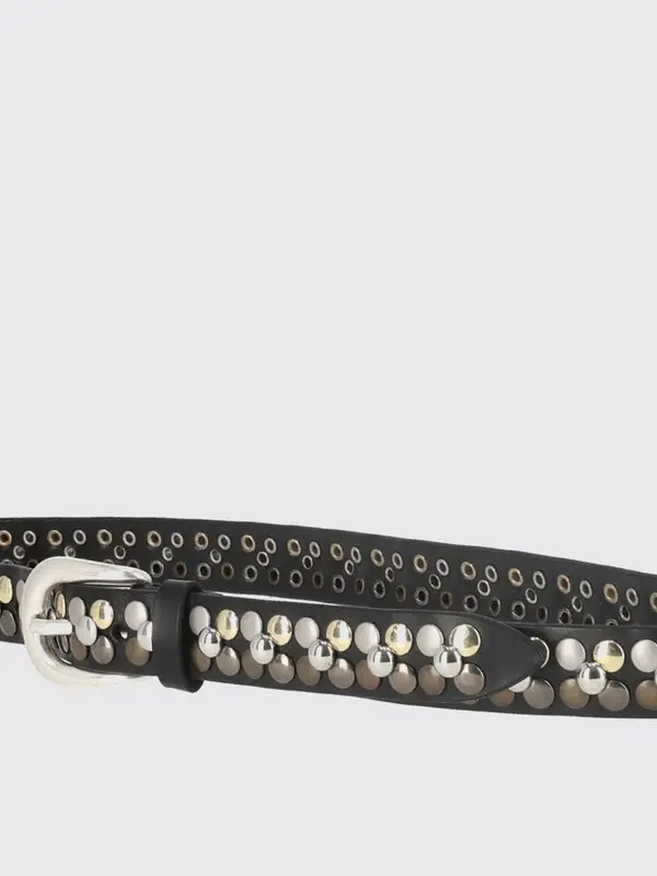 Orciani Slim Calf Leather Belt With Studs And Pin Buckle