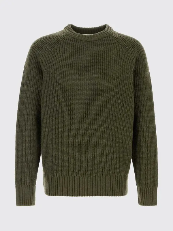 Closed Crewneck Jumper In Pure Wool With Long Sleeves And Ribbed Trims - Green