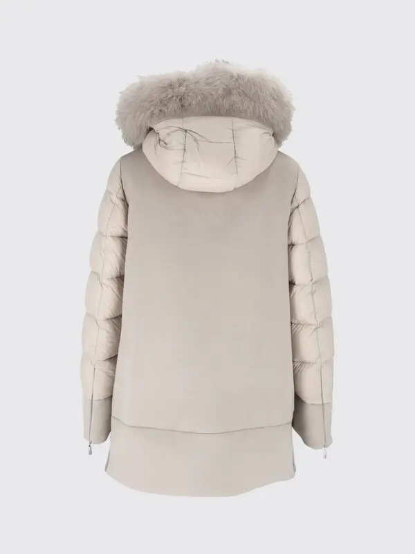 MOORER Quilted Knee-length Coat In Wool And Cashmere With A Shearling Hood