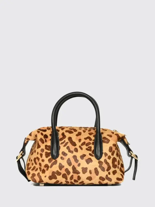Patrizia Pepe Animal Print Pony Hair Mini Handbag With Fly Logo