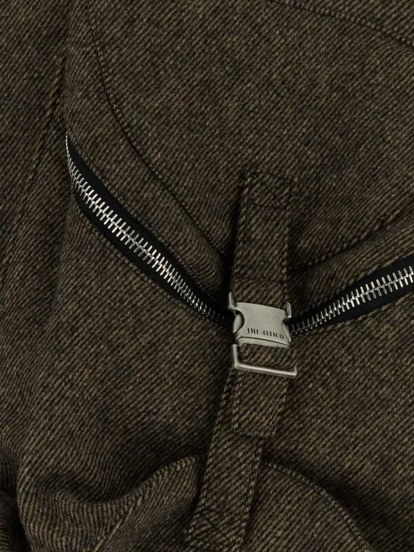 Attico Wool Blend High Neck Bomber Jacket With Patch Pockets
