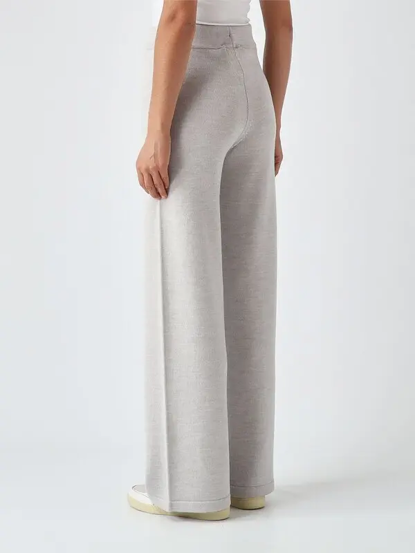 Max Mara High-waisted Pure Virgin Wool Knit Wide-leg Trousers