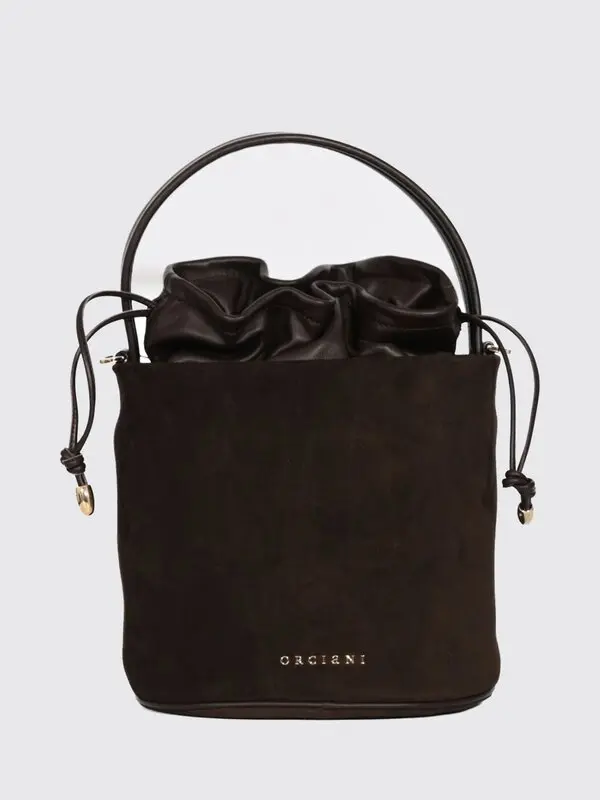 Orciani Her-o Mini Bucket Bag In Suede And Smooth Calfskin - Dark