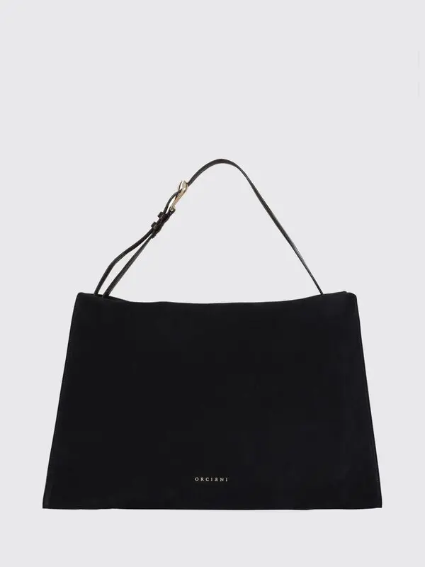 Orciani Large Trinity Shoulder Bag In Suede Calfskin