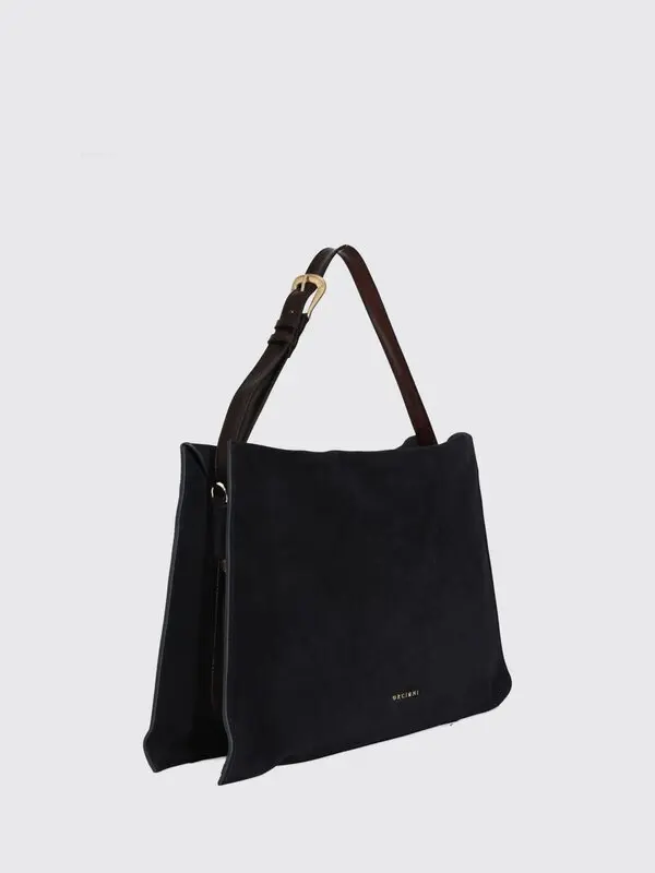 Orciani Large Trinity Shoulder Bag In Suede Calfskin