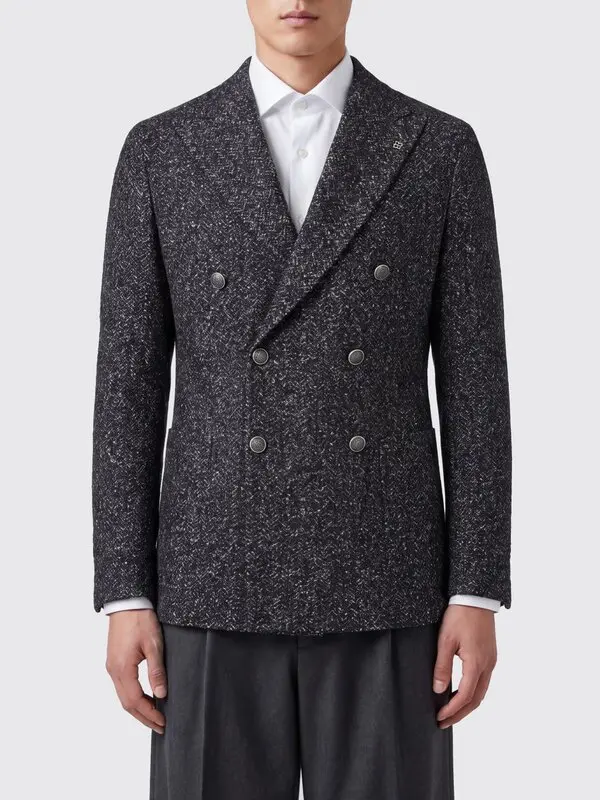 Tagliatore Double-breasted Virgin Wool And Silk Blend Blazer With Peak Lapels
