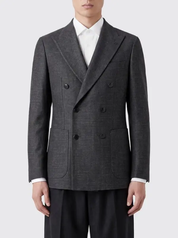 Tagliatore Double-breasted Virgin Wool And Silk Blazer With Peak Lapels