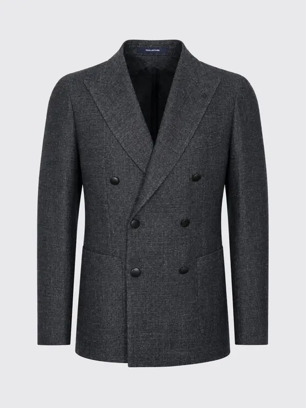 Tagliatore Double-breasted Virgin Wool And Silk Blazer With Peak Lapels