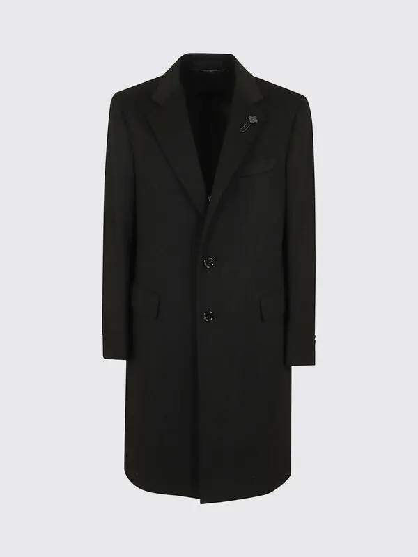 LARDINI Single-breasted Long Coat In Wool And Cashmere Blend