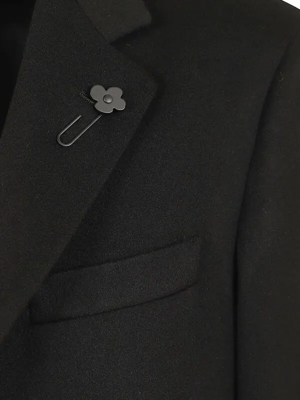 LARDINI Single-breasted Long Coat In Wool And Cashmere Blend