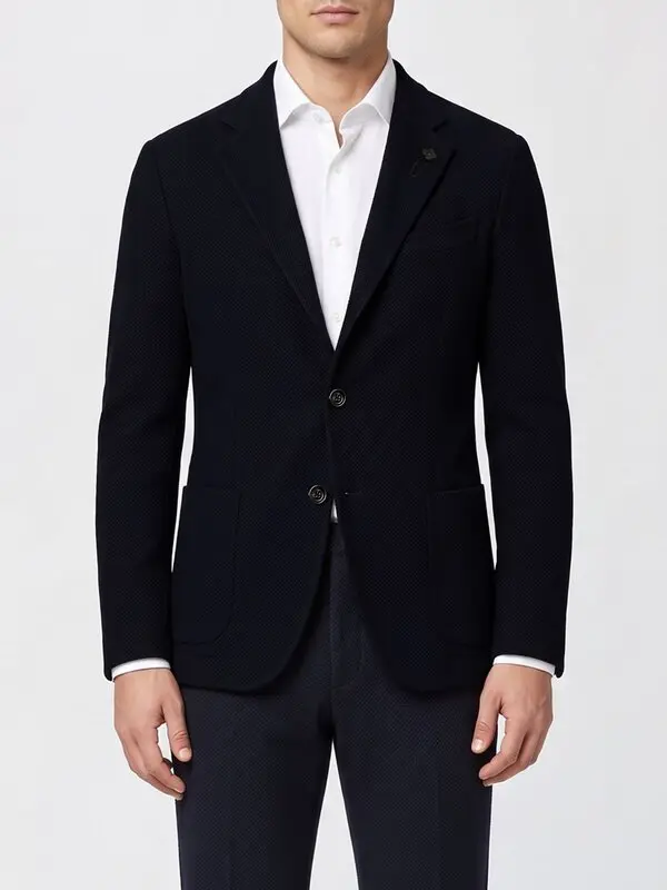 LARDINI Single-breasted Wool Blazer With Patch Pockets