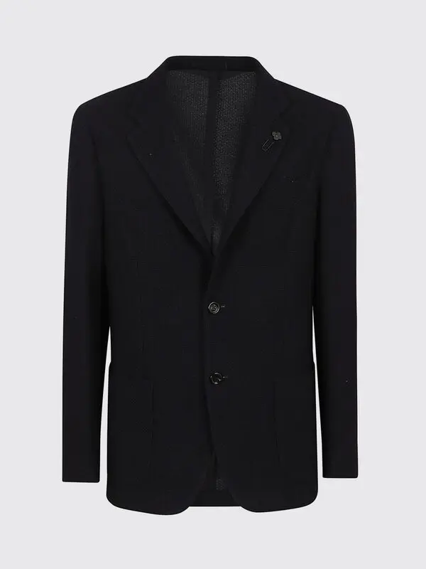 LARDINI Single-breasted Wool Blazer With Patch Pockets